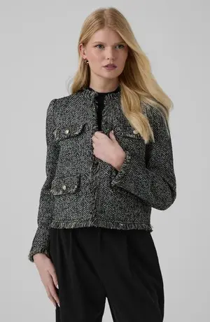 Guess Jenny Fringed Herringbone Jacket