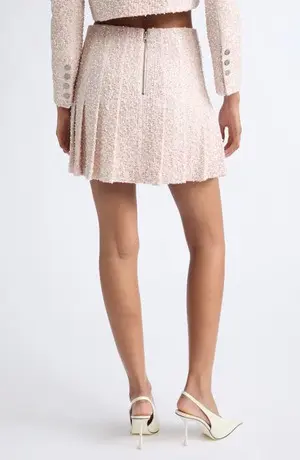 Alice + Olivia Carter Pleated Embellished Tweed Miniskirt
