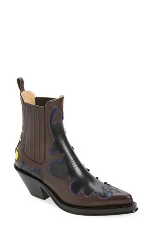 Gabriela Hearst Cassidy Leather Chelsea Western Boot - Black Multi