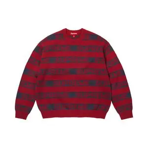 Supreme Stripe Logo Sweater - Red