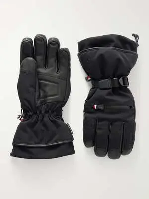 Moncler Leather-trimmed Quilted Shell Padded Ski Gloves - Black