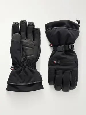Moncler Leather-trimmed Quilted Shell Padded Ski Gloves - Black