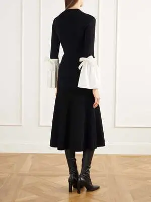 Simkhai Maelle Ribbed Taffeta-trimmed Jersey Midi Dress