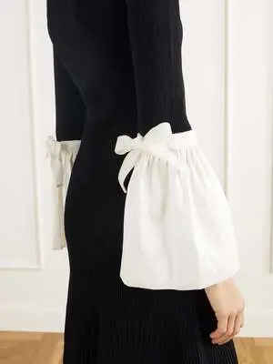 Simkhai Maelle Ribbed Taffeta-trimmed Jersey Midi Dress