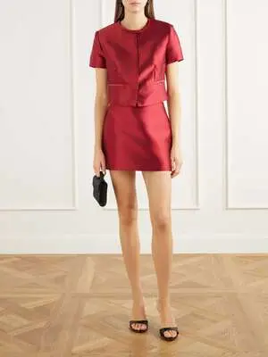 Simkhai Viana Bow-appliquéd Duchess-satin Mini Skirt