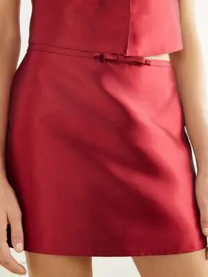 Simkhai Viana Bow-appliquéd Duchess-satin Mini Skirt