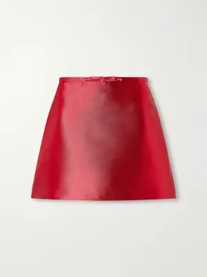 Simkhai Viana Bow-appliquéd Duchess-satin Mini Skirt - Red