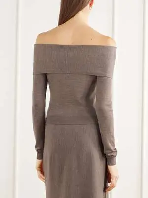 Simkhai Delphia Off-the-shoulder Mélange Merino Wool Sweater