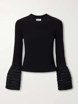 Simkhai Maggie Bouclé-trimmed Ribbed Jersey Top