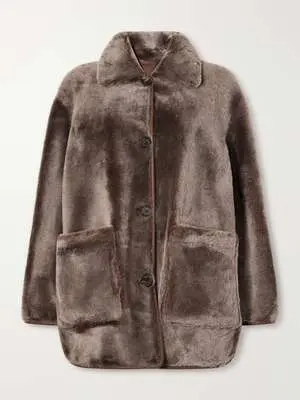 ARMA Nicola Reversible Shearling And Leather Jacket Brown
