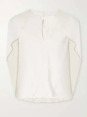 Simkhai Lauren Cape-effect Satin Blouse - Ivory