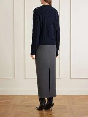 Khaite Elias Embroidered Cable-knit Cashmere Sweater