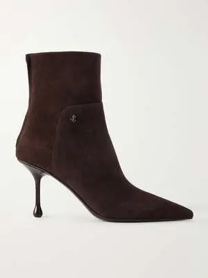 JIMMY CHOO Cycas 80 Logo-embellished Suede Ankle Boots