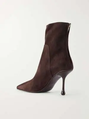 JIMMY CHOO Cycas 80 Logo-embellished Suede Ankle Boots