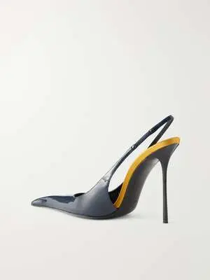 Saint Laurent Amalia 110 Leather Slingback Sandals