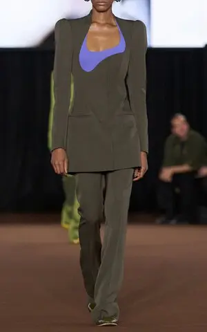 MUGLER Mid-rise Tailored Straight-leg Pants - Olive