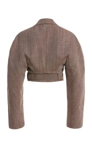 FERRAGAMO Double-breasted Wool-linen Jacket