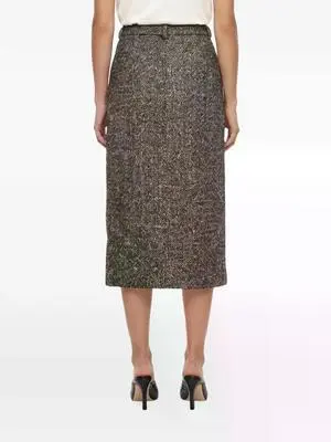 THELAURENT Herringbone Front-slit Midi Skirt