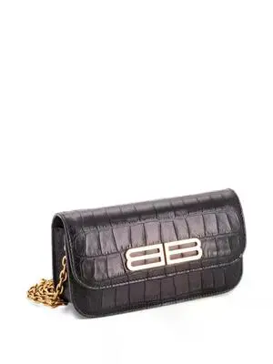 Balenciaga Gossip Flap Bag Crocodile Embossed Leather Xs Shoulder Bag