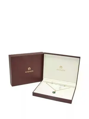 AIGNER Logo Pendant Crystal Necklace