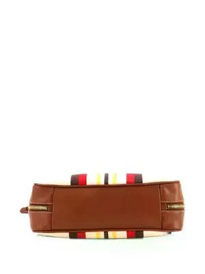 Miu Miu Beau Top Handle Bag Striped Canvas With Leather Large Satchel
