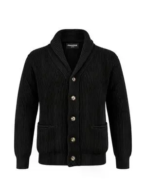 FRANZESE COLLECTION Steve Mcqueen Ribbed-knit Cardigan - Black