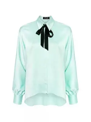STYLAND Pussy-bow Kimono-sleeve Shirt - Blue