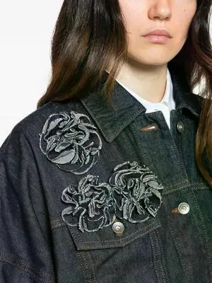 DRYKORN Floral-appliqué Cropped Denim Jacket