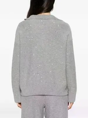Antonelli Firenze Sequin-embellished Polo-collar Sweater