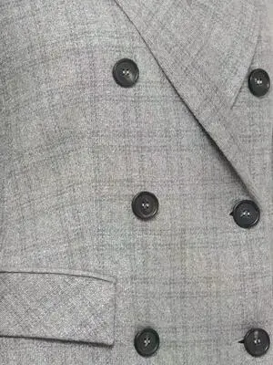 D.exterior Double-breasted Checked Blazer