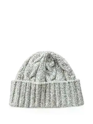 LARDINI Cable-knit Turn-up Brim Beanie Hat
