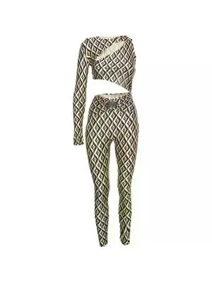 Elisabetta Franchi Monogram-print One-shoulder Jumpsuit