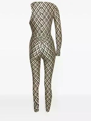 Elisabetta Franchi Monogram-print One-shoulder Jumpsuit