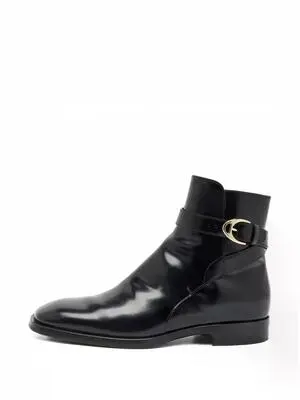 Gucci Buckle Leather Ankle Boots - Black