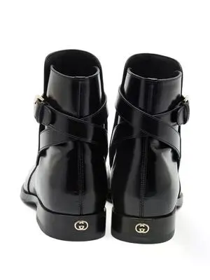 Gucci Buckle Leather Ankle Boots