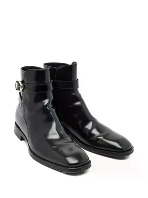 Gucci Buckle Leather Ankle Boots