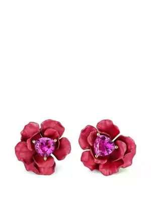 ANABELA CHAN Ruby Rose Sapphire Floral-motif Earrings - Red