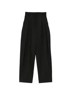 FRANCOISE PINTON - PARIS Pleated Wide-leg Trousers - Black