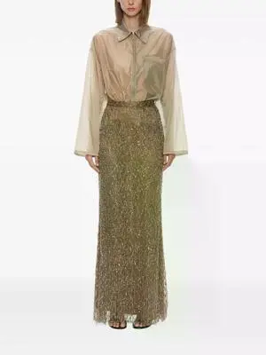 Christopher Esber Gilded Chevron Lace Maxi Skirt