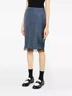 FRANCOISE PINTON - PARIS Polka-dot Lace-trim Skirt
