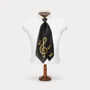 Ralph Lauren Embroidered Musical-note Silk Cravat - Black Multi