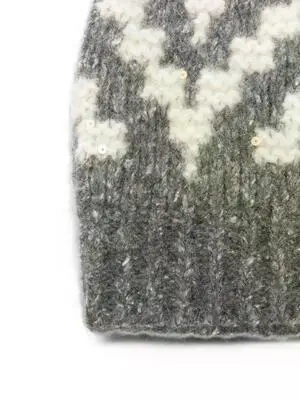 Peserico Sequin-embellished Intarsia-knit Beanie Hat