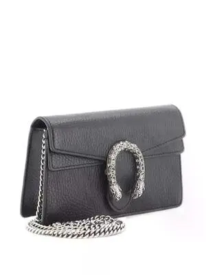 Gucci Dionysus Bag Leather Super Mini Clutch Bag - Black