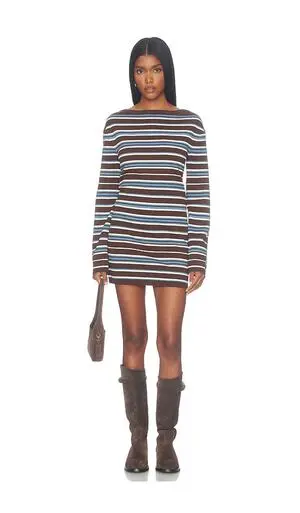 LOVERS AND FRIENDS Saara Stripe Sweater Dress In Brown