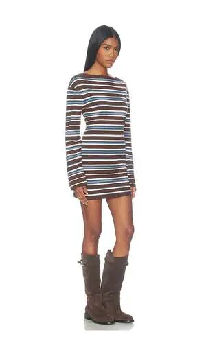 LOVERS AND FRIENDS Saara Stripe Sweater Dress In Brown