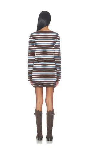 LOVERS AND FRIENDS Saara Stripe Sweater Dress In Brown