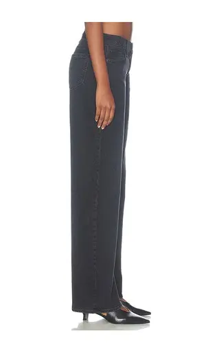 Paige Dana Low Rise Relaxed Slouchy Straight Jeans In Black - Rush