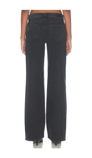Paige Dana Low Rise Relaxed Slouchy Straight Jeans In Black - Rush
