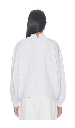 SUNNY SOMEWHERE Nyc Apple Bite Mockneck Sweater In Grey