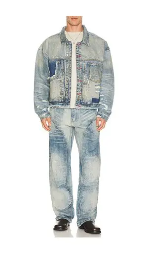 DIET STARTS MONDAY Cowboy Trucker Jacket In Denim-light